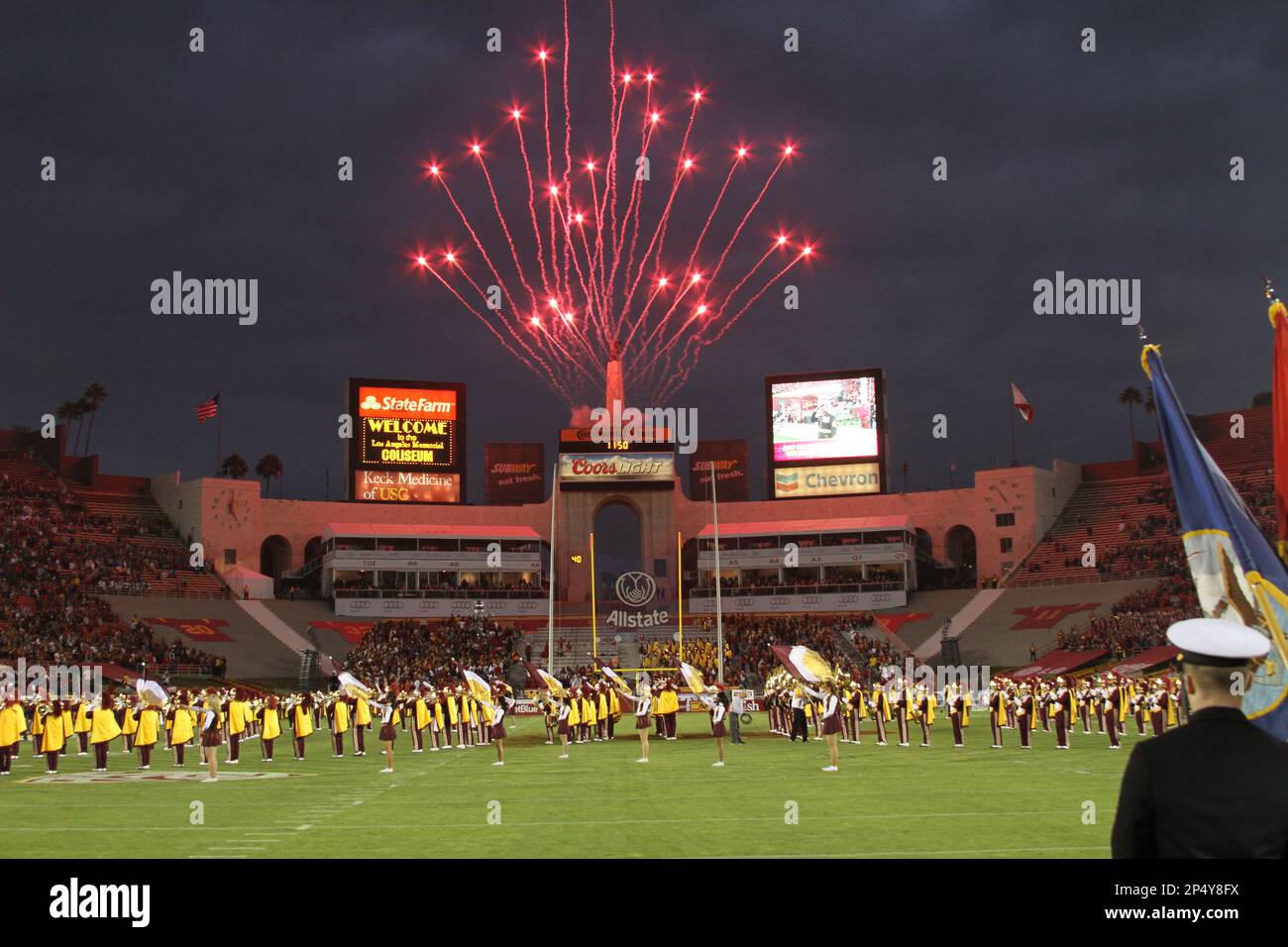 Fireworks just before the game against the USC Trojans, Saturday ...