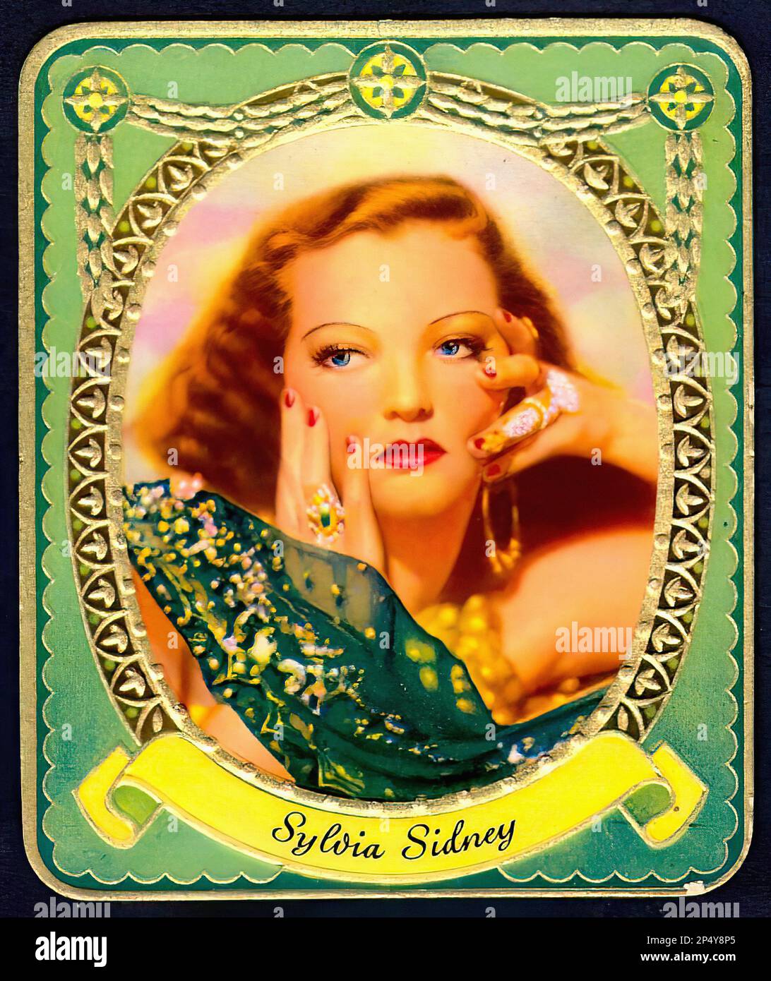 Portrait of Sylvia Sidney - Vintage German Cigarette Card 05 Stock ...