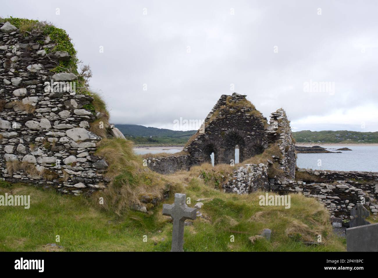 The ruins of Derrynane Abbey County Kerry EIRE Stock Photo - Alamy