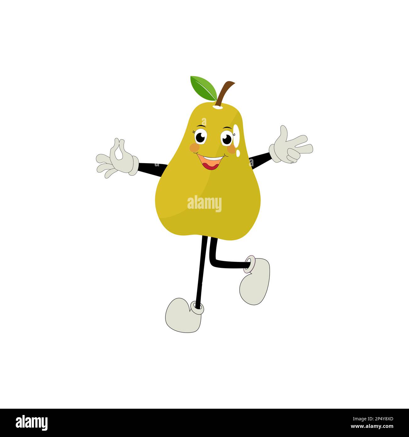 Pear fruit cartoon. Cute vector set of pear fruit character in ...
