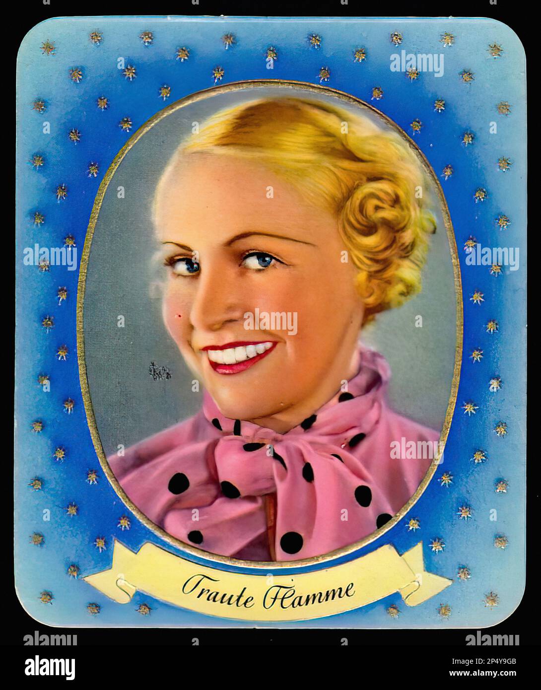 Portrait of Traute Flamme - Vintage German Cigarette Card Stock Photo ...