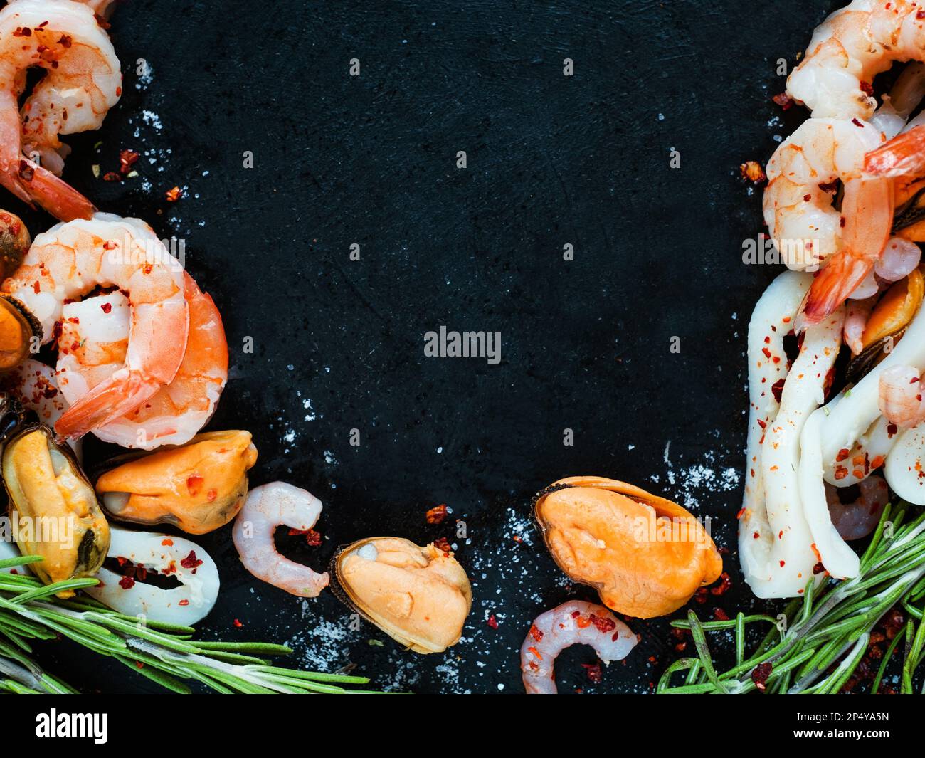 seafood mix background asian cuisine healthy diet Stock Photo - Alamy