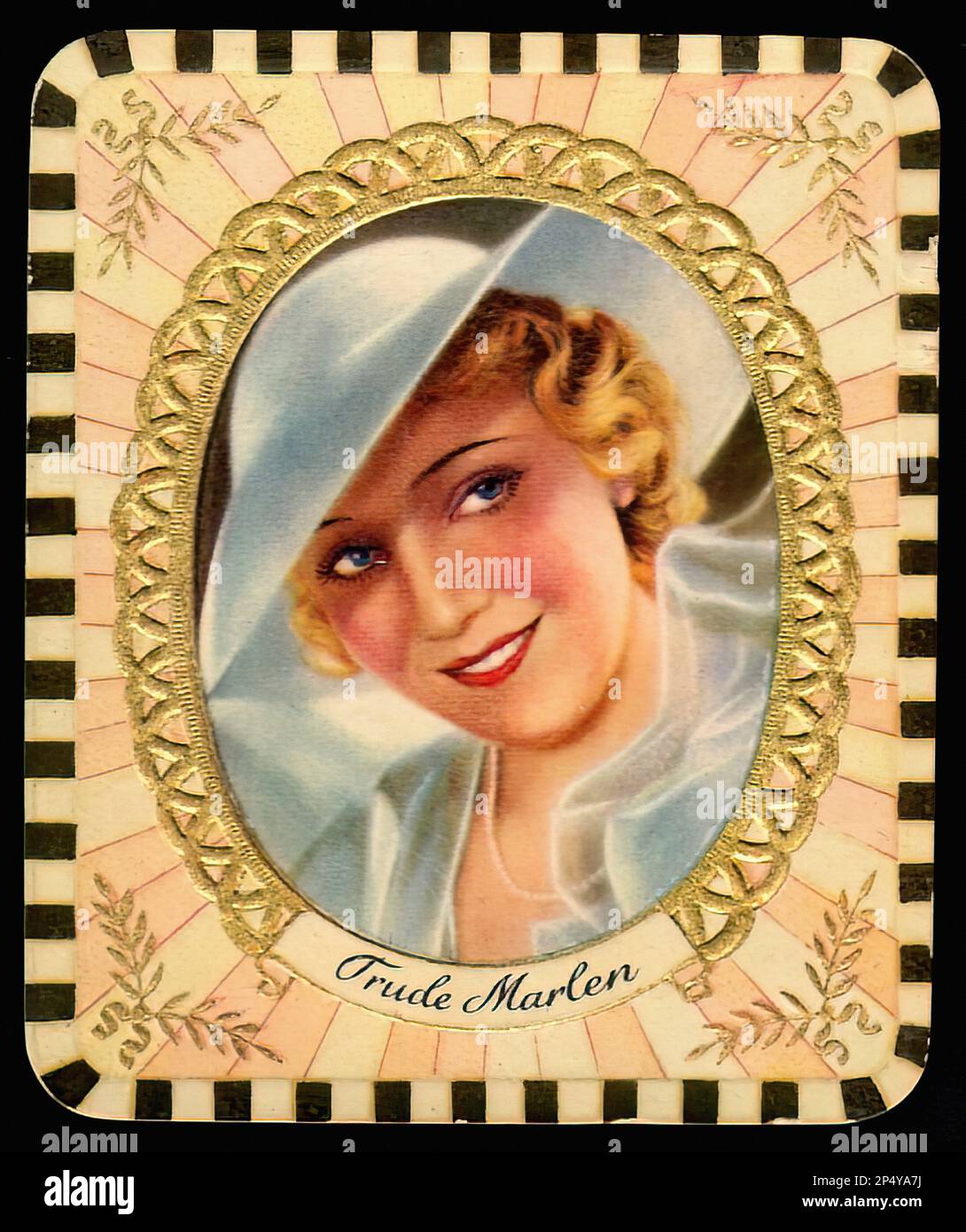 Portrait of Trude Marlen - Vintage German Cigarette Card 05 Stock Photo ...