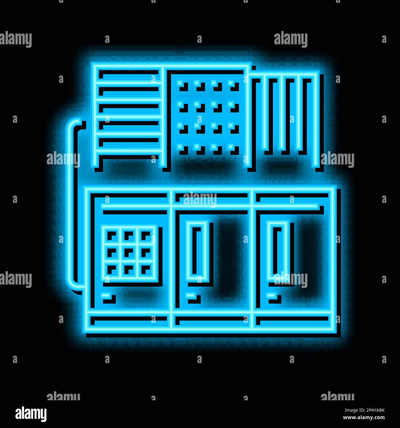 commercial or industrial conditioning system neon glow icon ...