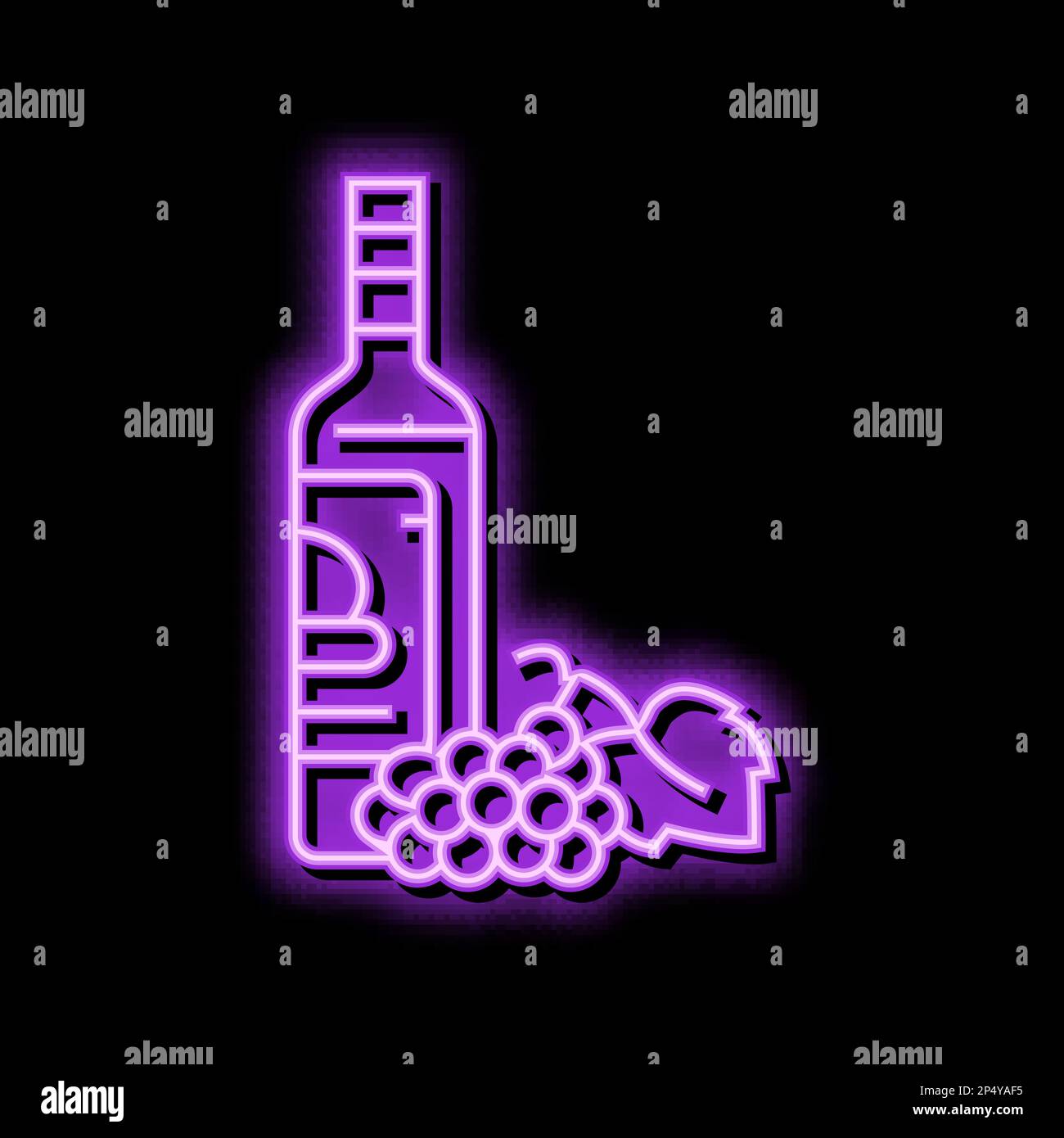 wine white grapes bottle neon glow icon illustration Stock Vector Image ...