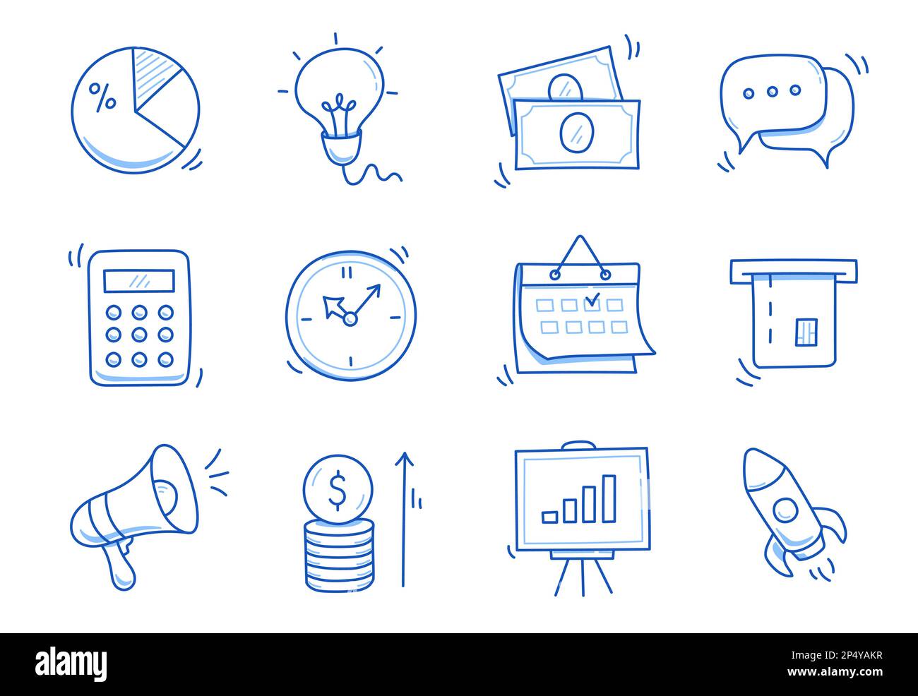 Hand drawn business icon set. Finance, money, investment icon sketch ...