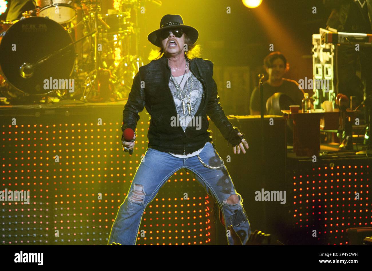 Vocalist Axl Rose of Guns N' Roses performs on stage at The Wiltern on ...