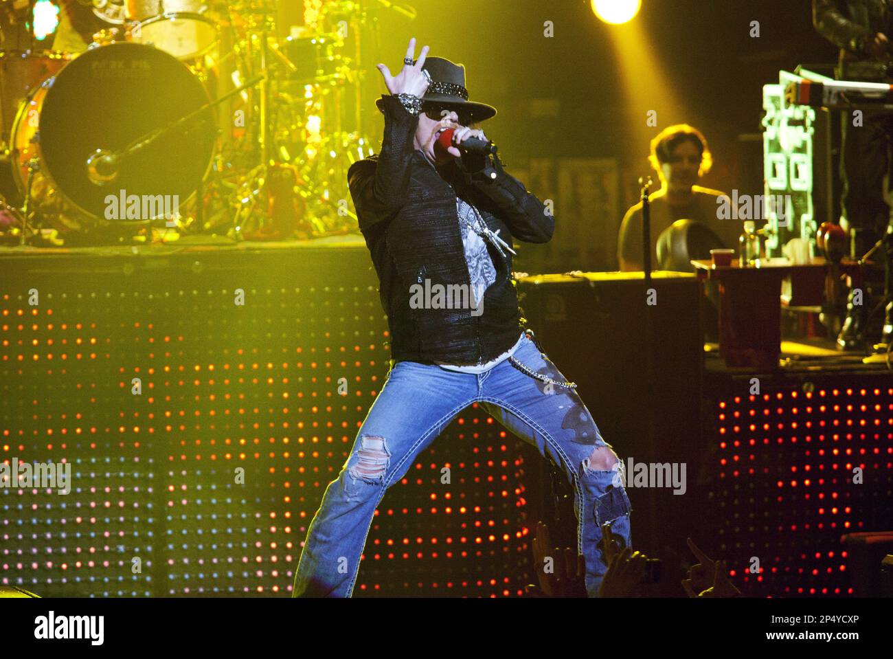 Vocalist Axl Rose of Guns N' Roses performs on stage at The Wiltern on ...