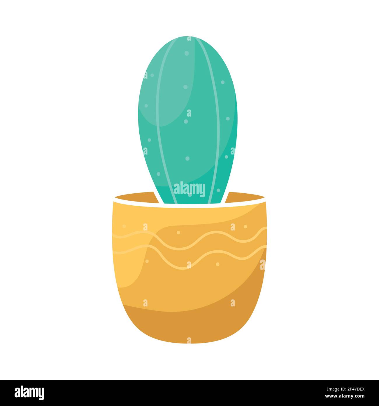 A simple flat cactus. Indoor plant in a pot. Simple minimalistic flat ...
