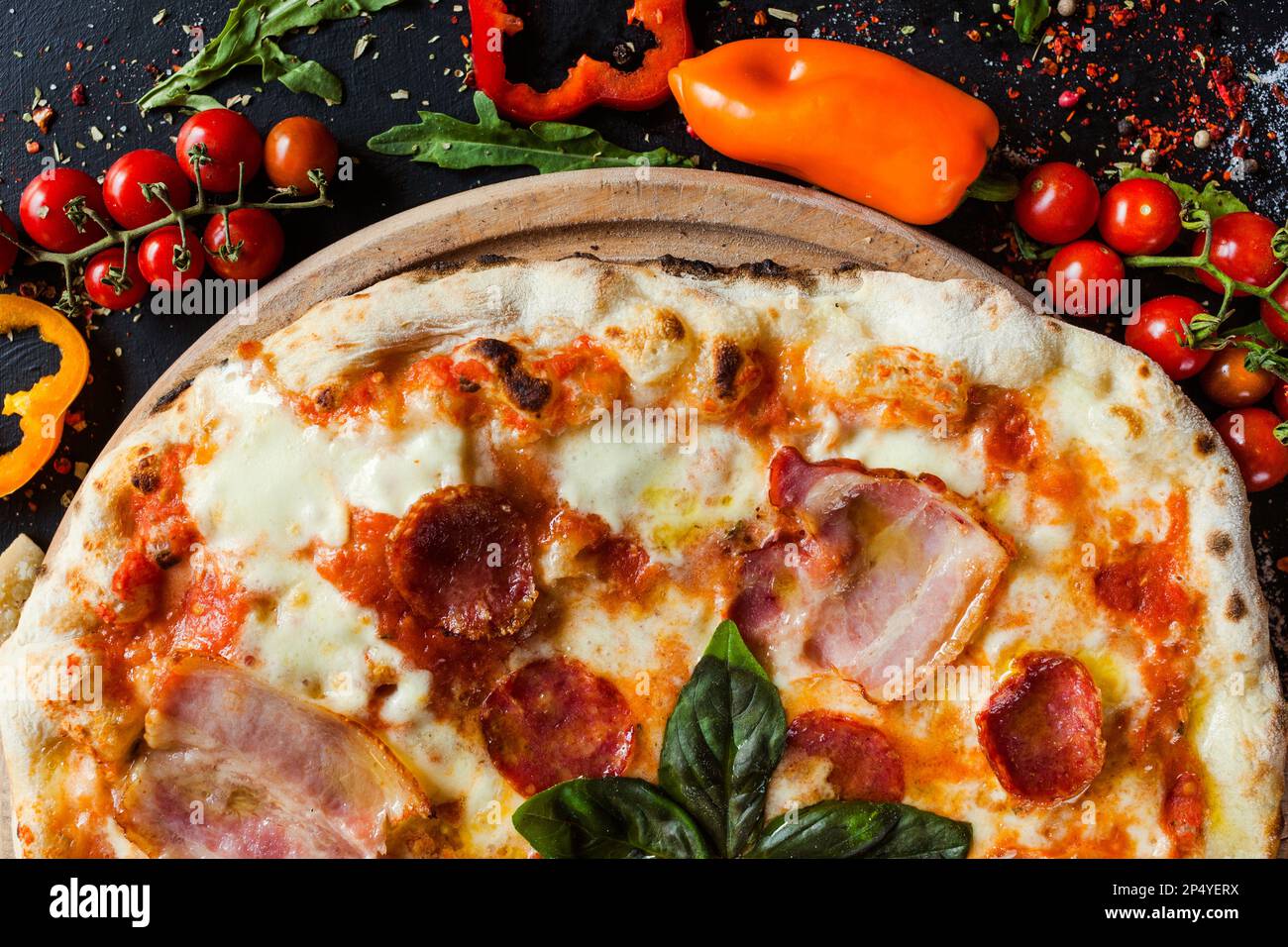 pepperoni pizza fattening meat meal Stock Photo - Alamy