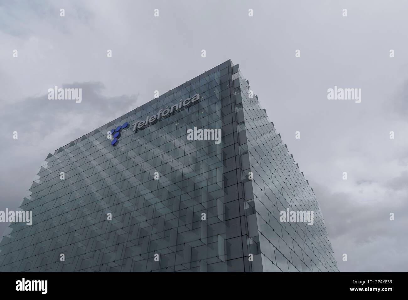 Facade of Telefónica's headquarters on March 6, 2023, in Madrid (Spain ...