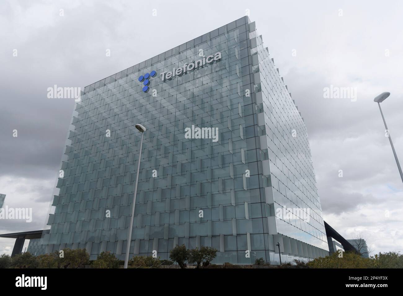 Facade of Telefónica's headquarters on March 6, 2023, in Madrid (Spain ...