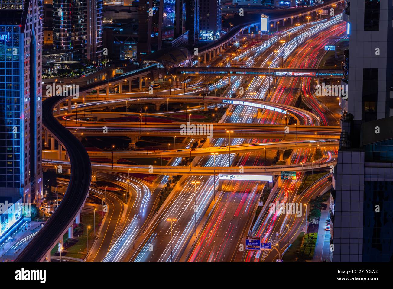 Busy rush hour traffic on one of the spaghetti junctions on Sheikh ...