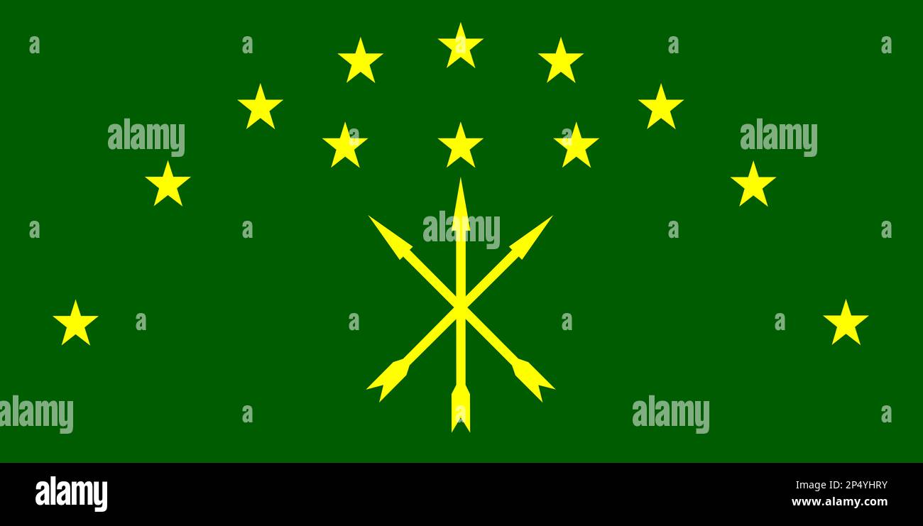 National flag of the Republic of Adygea Stock Photo - Alamy