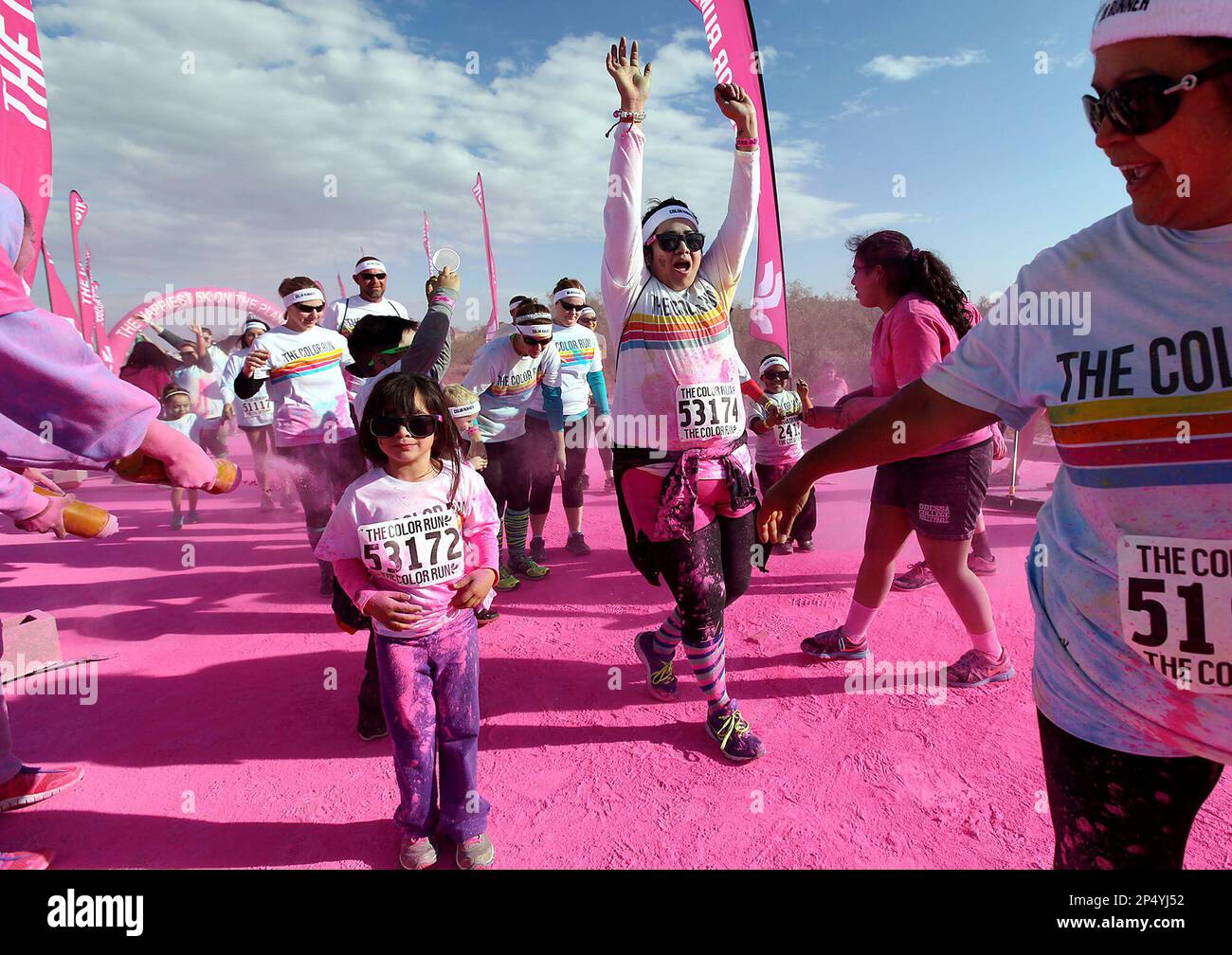 Participants of all ages were doused in four different colors as they ...