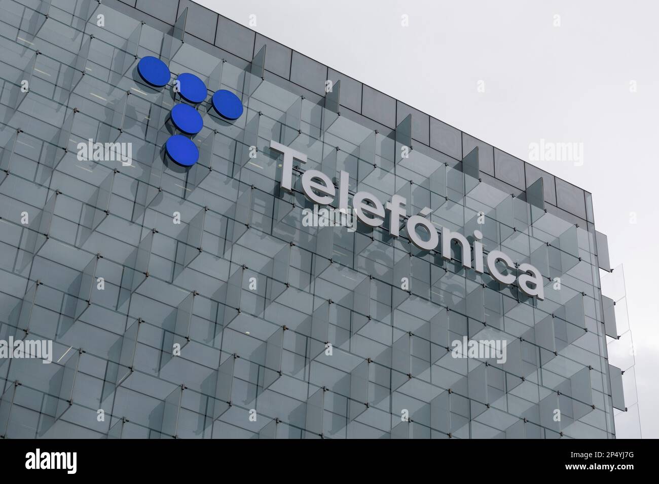 Facade of Telefónica's headquarters on March 6, 2023, in Madrid (Spain ...
