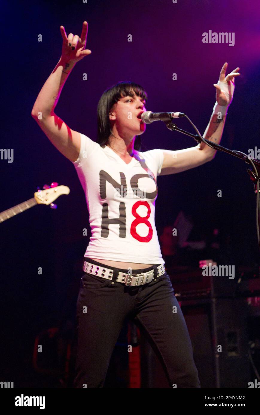Pauley Perrette performs during the NOH8 Campaign's 3 Year Anniversary ...