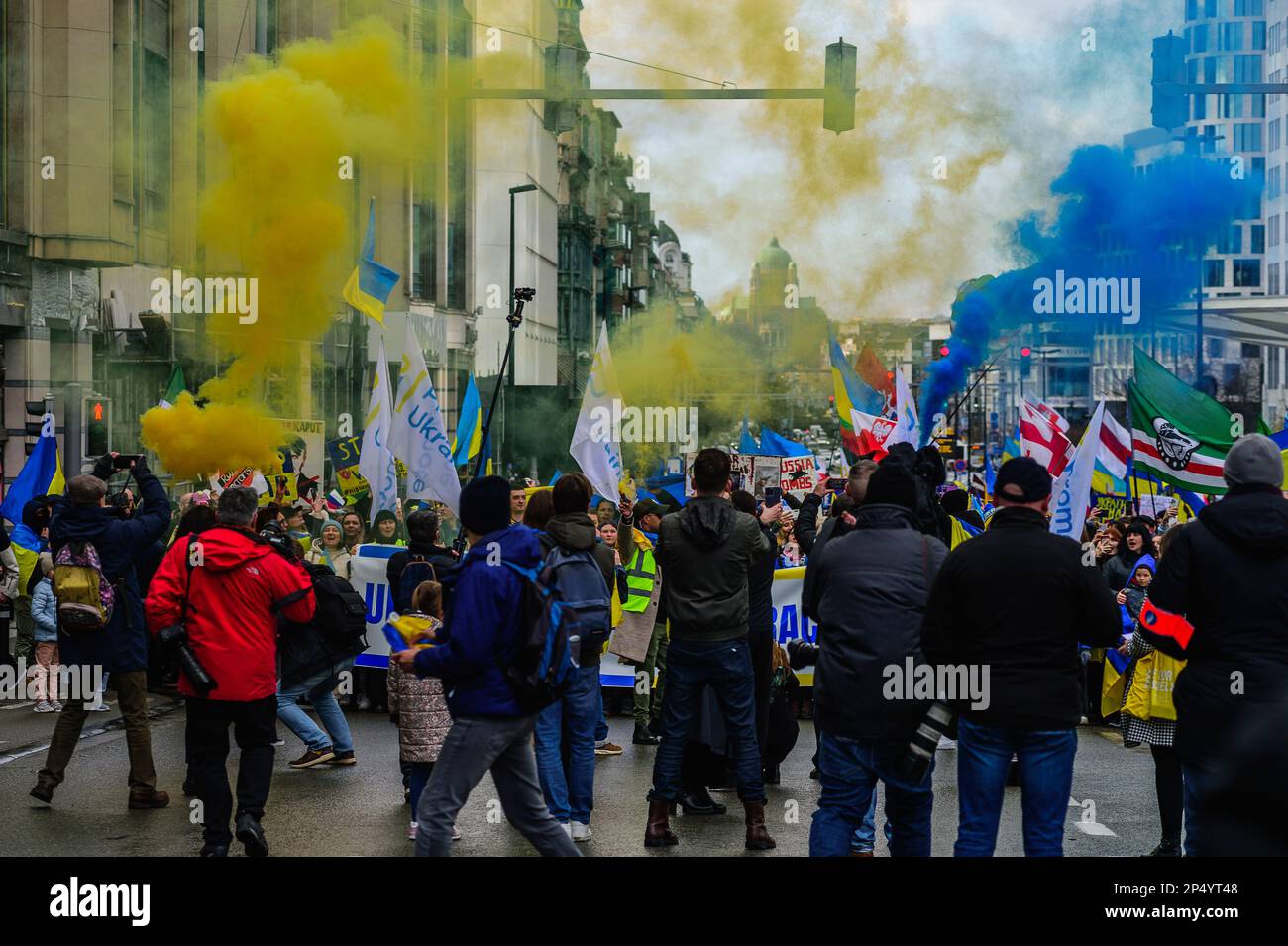 Demonstration against Putin and the war in ukraine in Brussels ...