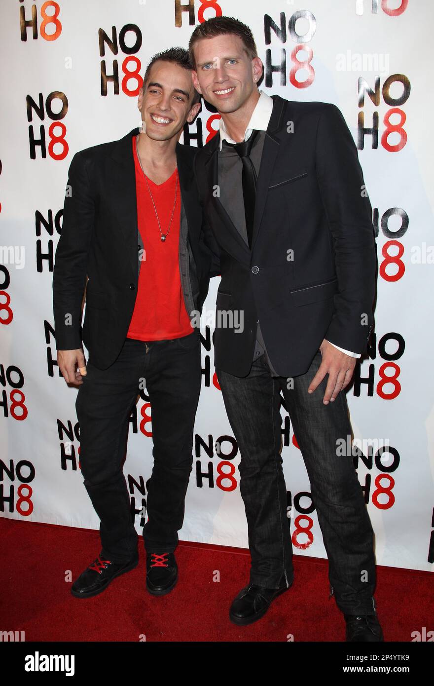NOH8 Campaign co-founders Adam Bouska (L) and Jeff Parshley attends the ...