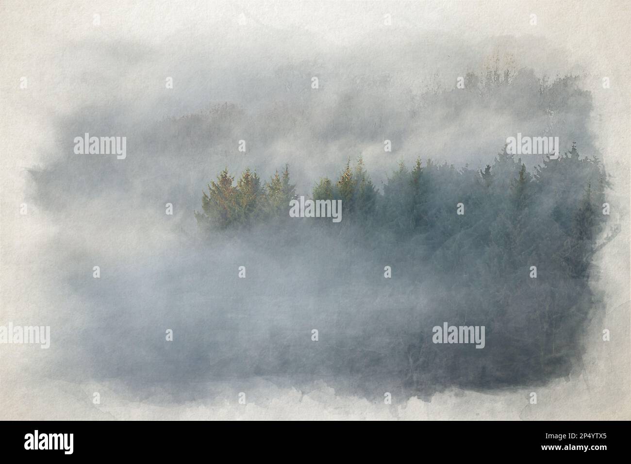 Bamford Edge. Ladybower, and Hope Valley. Digital watercolour painting ...