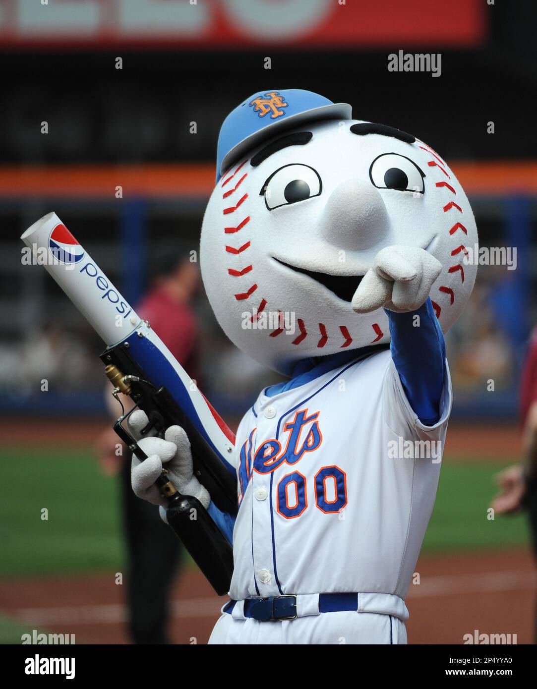 New York Mets mascot Mr Met (00) during game against the Philadelphia ...