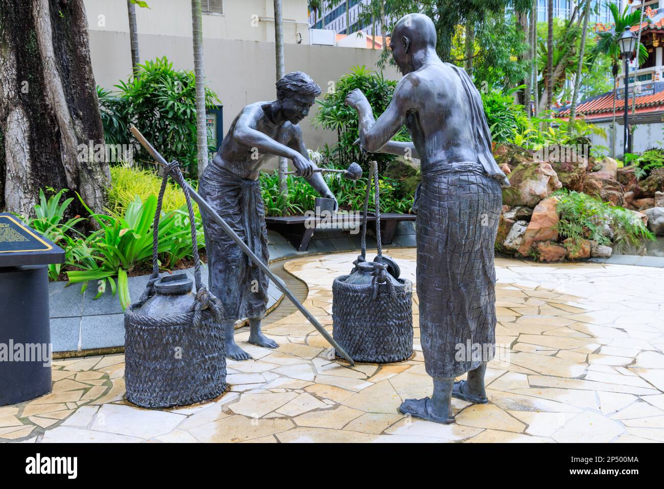 Sculpture by Lim Leong Seng which depicts the Indian settlers of Telok ...