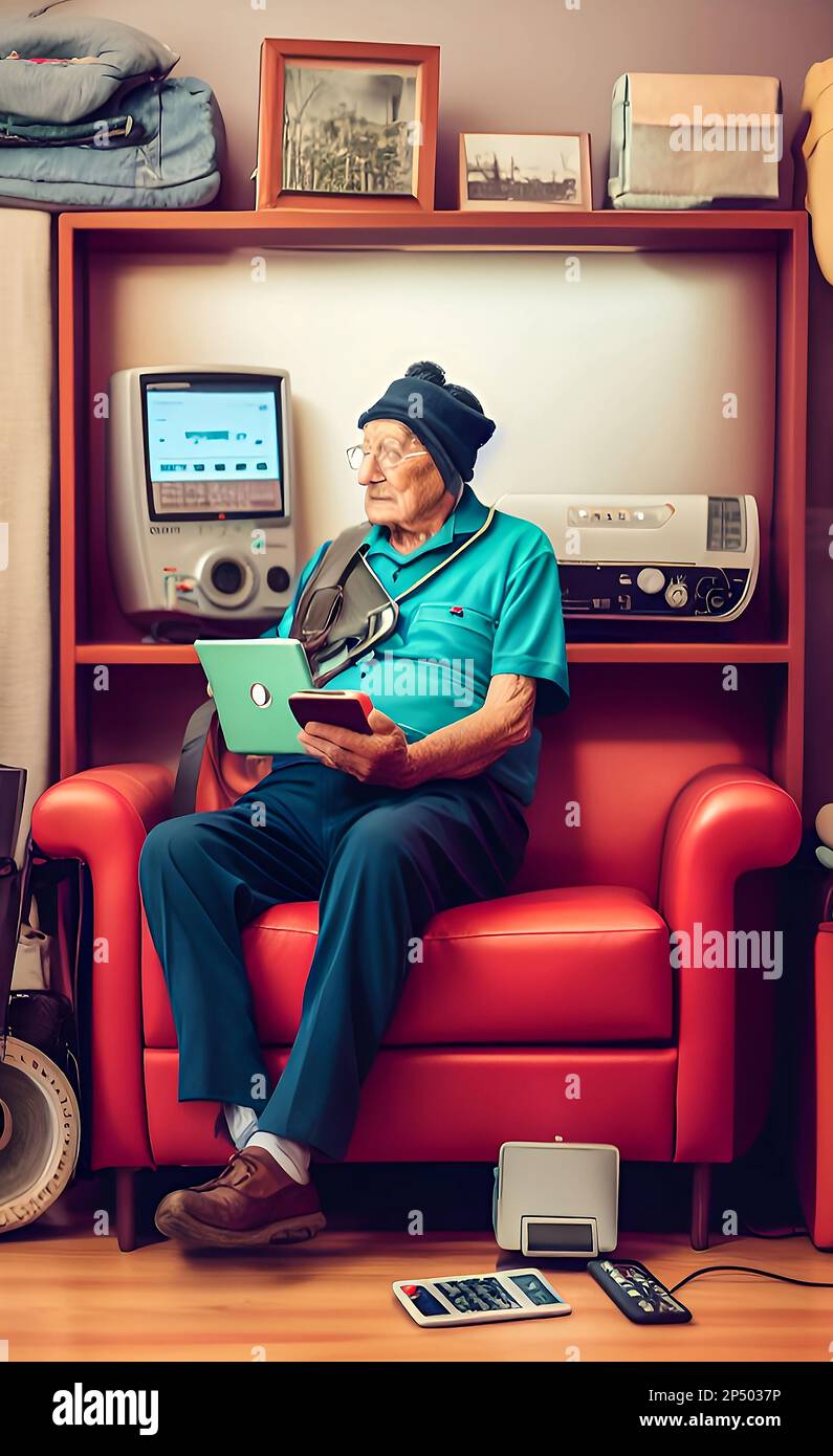 Old man computer not senior hi-res stock photography and images - Alamy