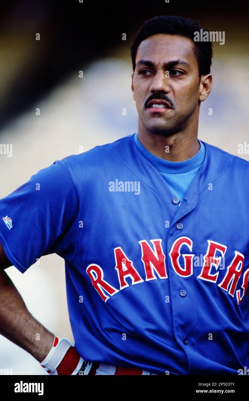 Juan Gonzalez of the Texas Rangers during a game against the Los ...