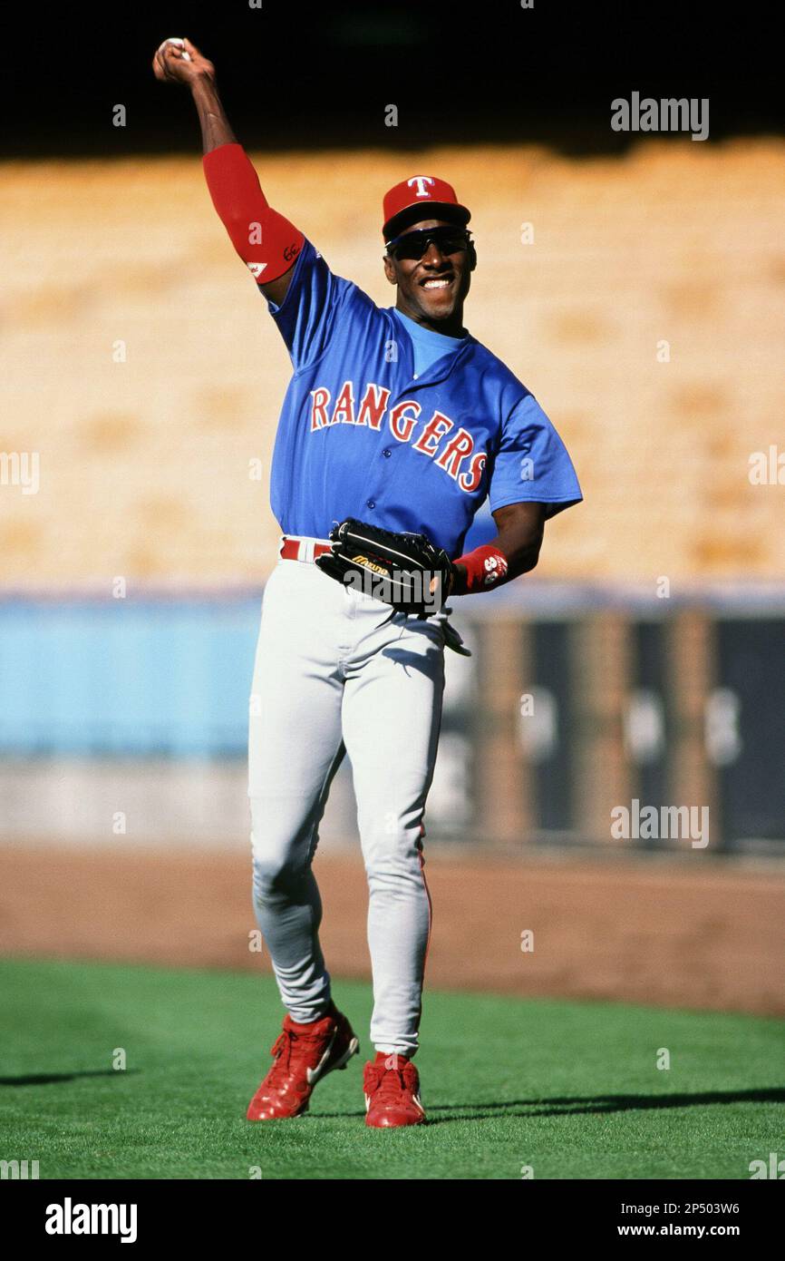 Roberto Kelly of the Texas Rangers during a game against the Los ...