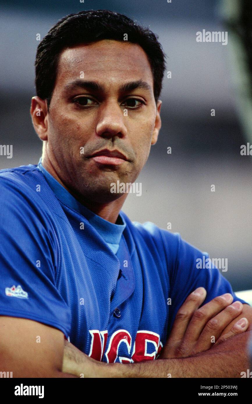 Juan Gonzalez of the Texas Rangers during a game against the Los ...