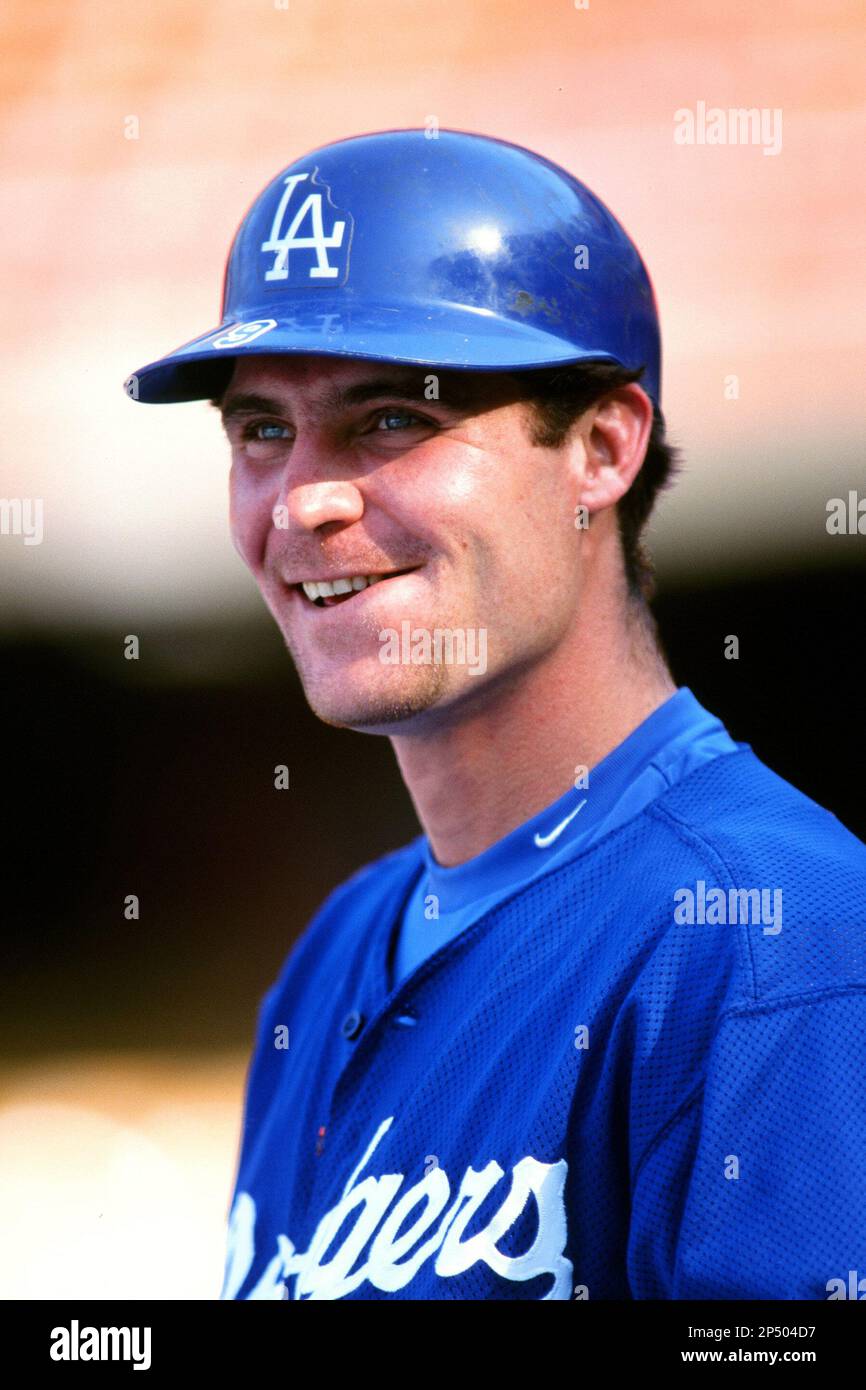 Todd Hundley of the Los Angeles Dodgers during a game at Dodger Stadium ...