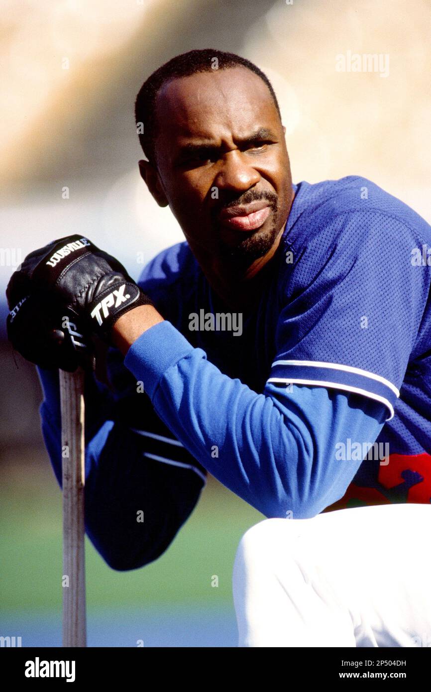 Devon White of the Los Angeles Dodgers during a game at Dodger Stadium ...