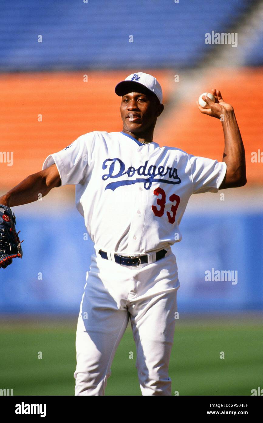 Carlos Perez of the Los Angeles Dodgers during a game at Dodger Stadium ...