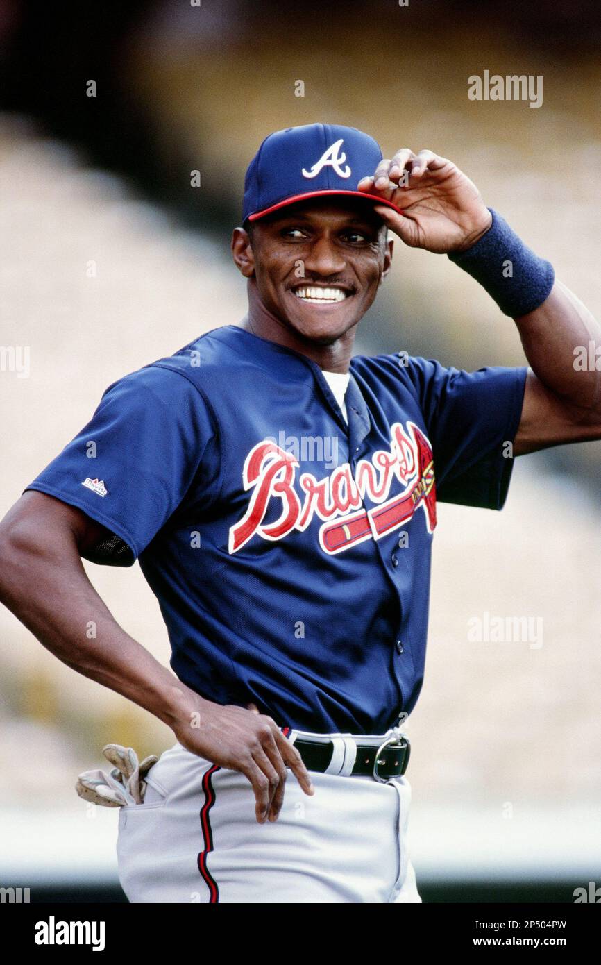 Otis Nixon of the Atlanta Braves during a game against the Los Angeles ...
