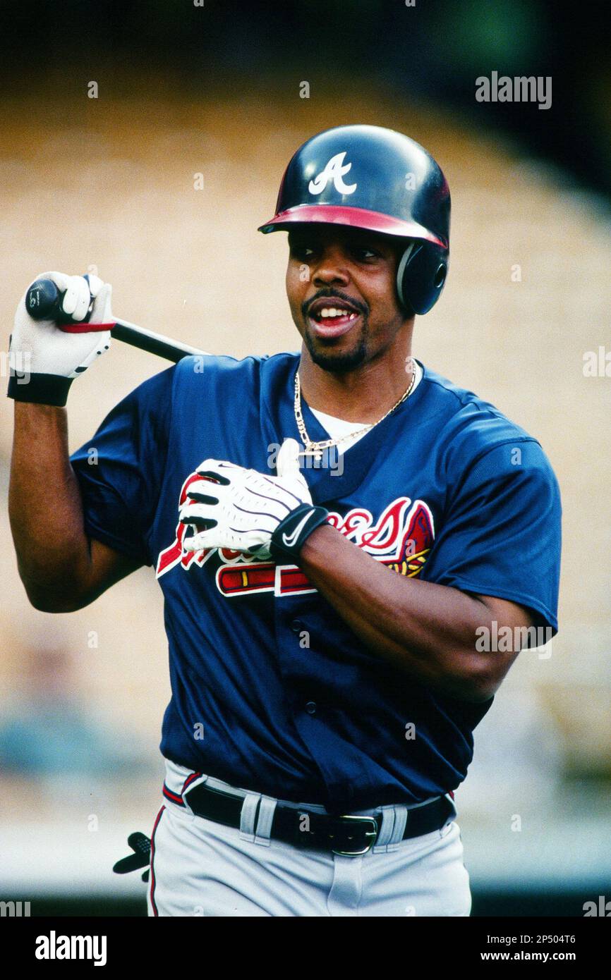 Brian Hunter of the Atlanta Braves during a game against the Los ...