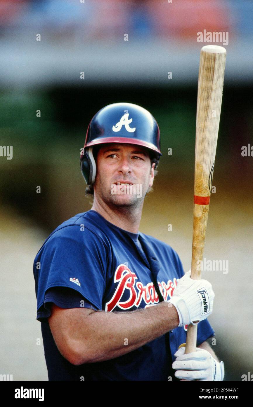 Greg Myers of the Atlanta Braves during a game against the Los Angeles ...