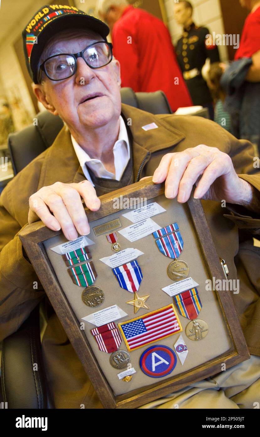 Kenneth Dickerson, 97, receives his medals from World War Two Monday ...