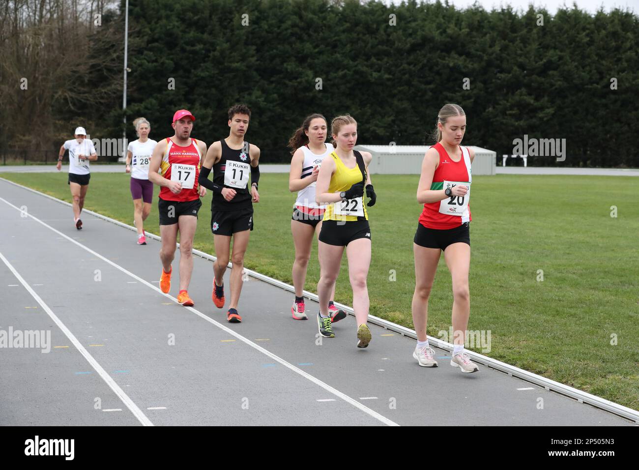 Group of walkers in the 10000m in the England Athletics Winter Race ...