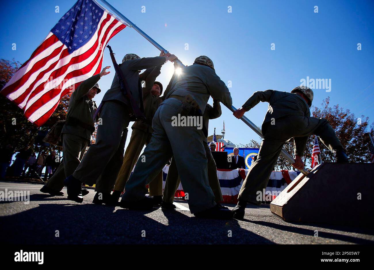 Members of the Marine Corps League Howlin 'Mad' Smith Detachment, 592 ...