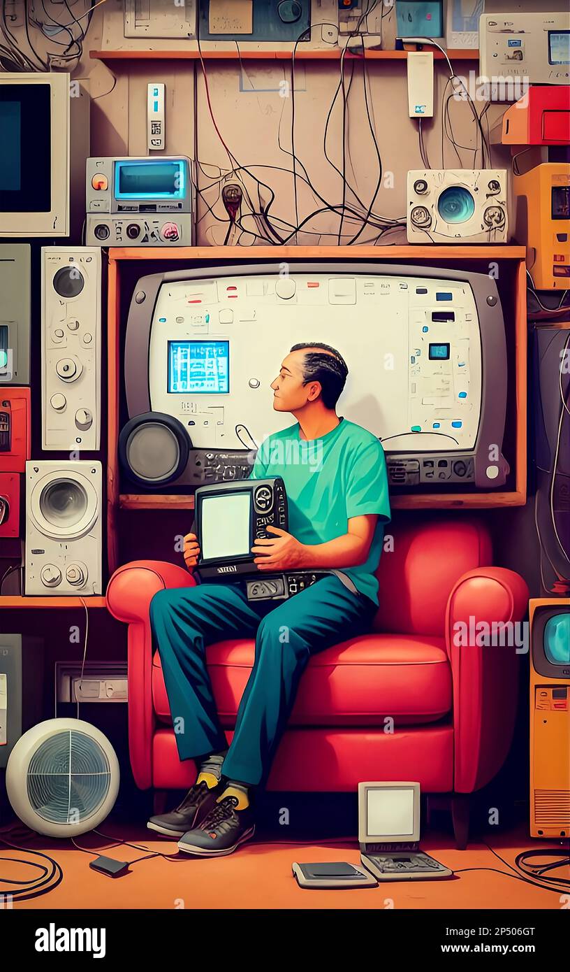 Man with devices hi-res stock photography and images - Alamy