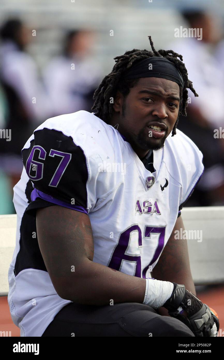 ASA College Avengers Cory Johnson #67 is seen on the sidelines during a ...