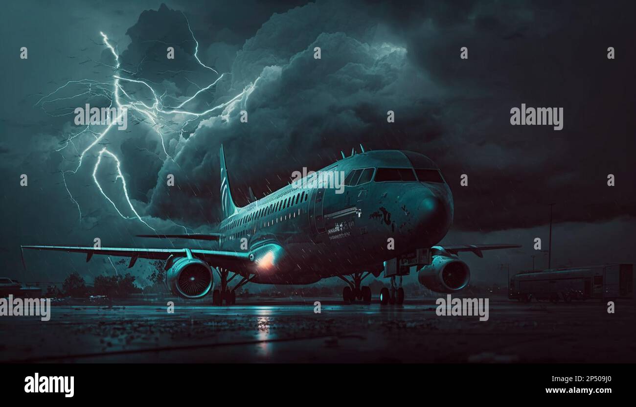 Plane takes off during thunderstorm, lightning strikes near passenger ...