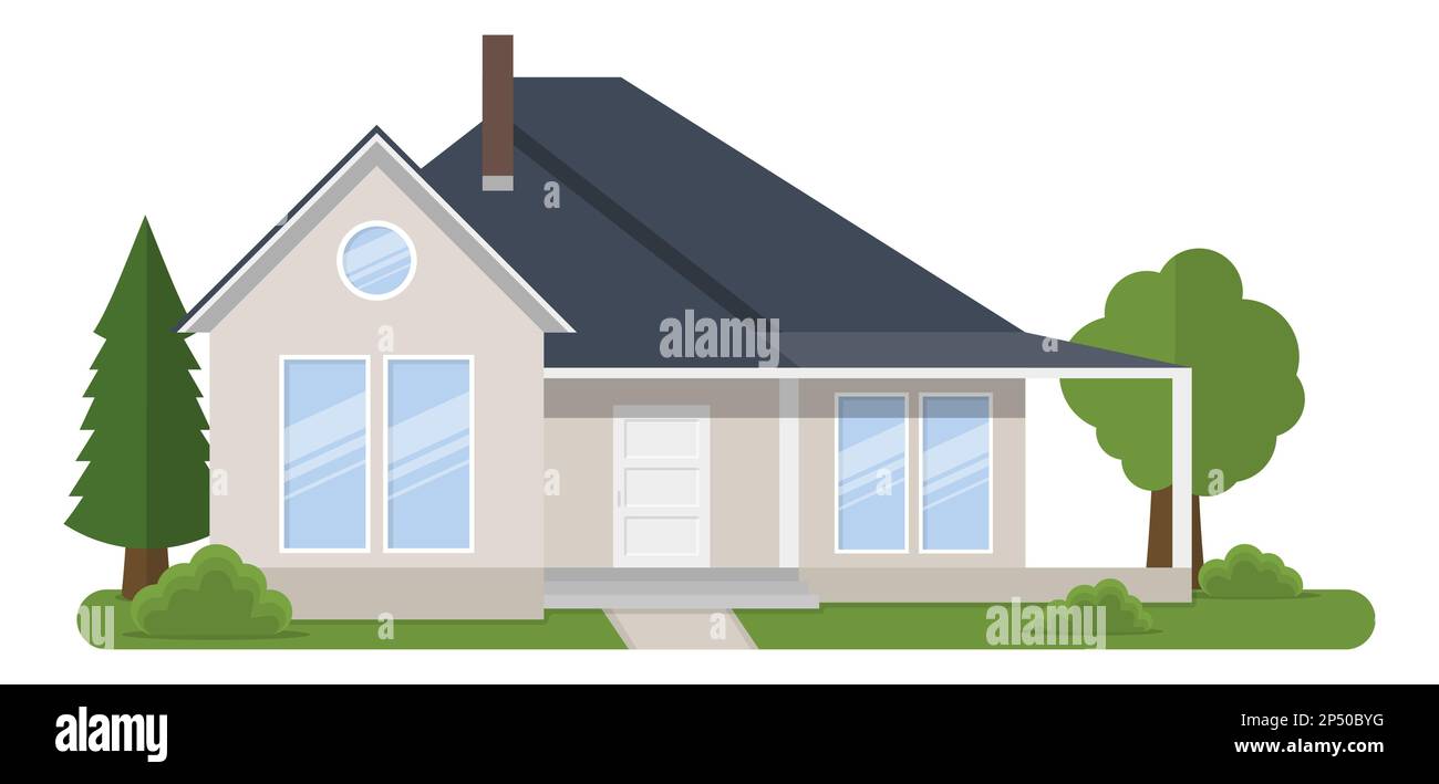 Exterior of the residential house, front view. Vector illustration. Eps ...