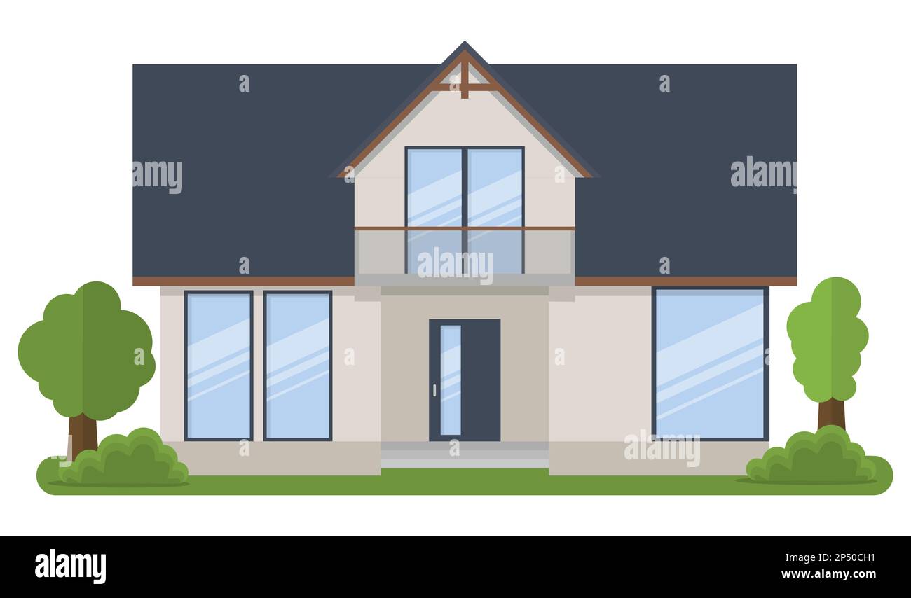Exterior of the residential house, front view. Vector illustration. Eps ...