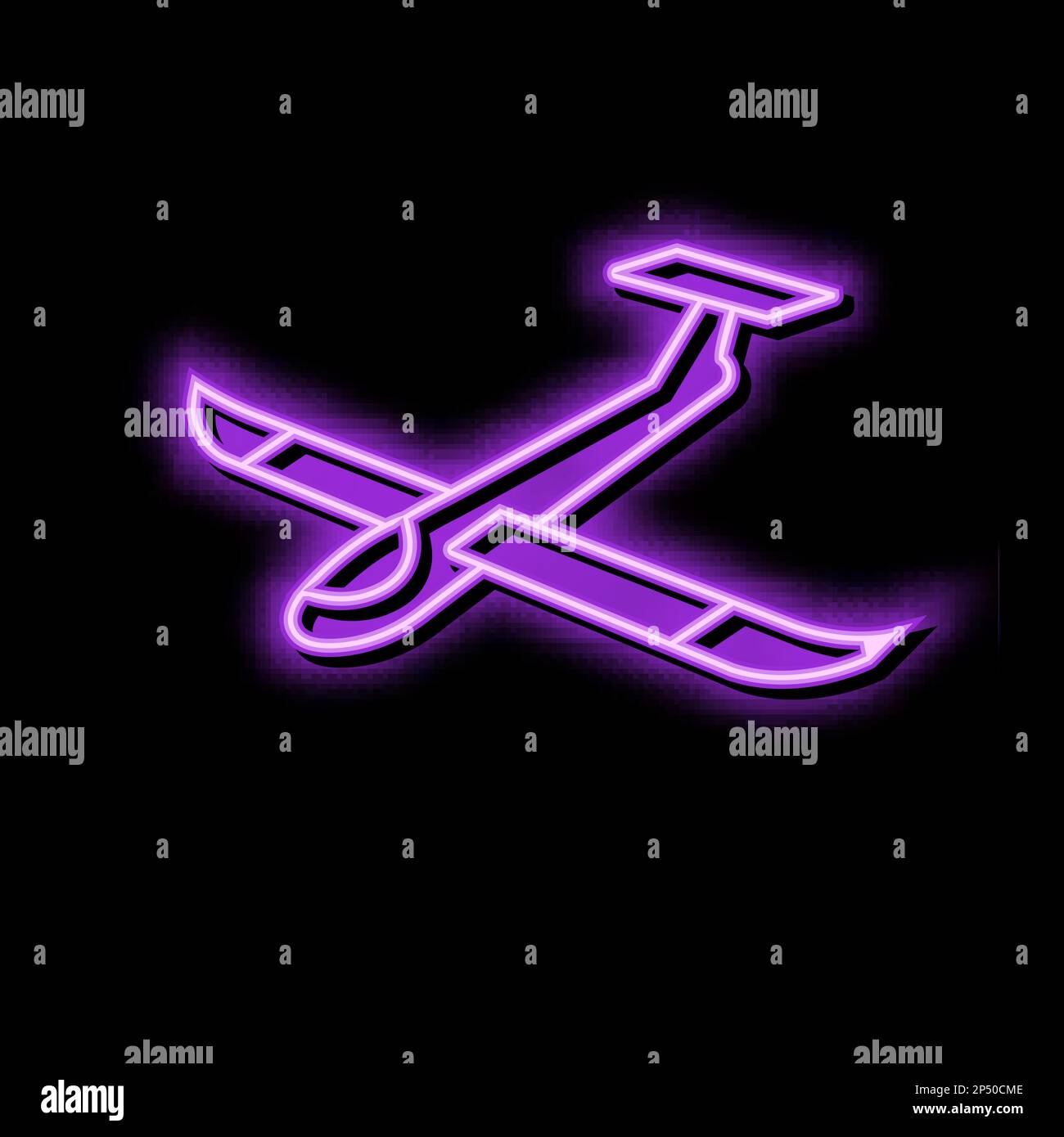 glider airplane aircraft neon glow icon illustration Stock Vector Image ...