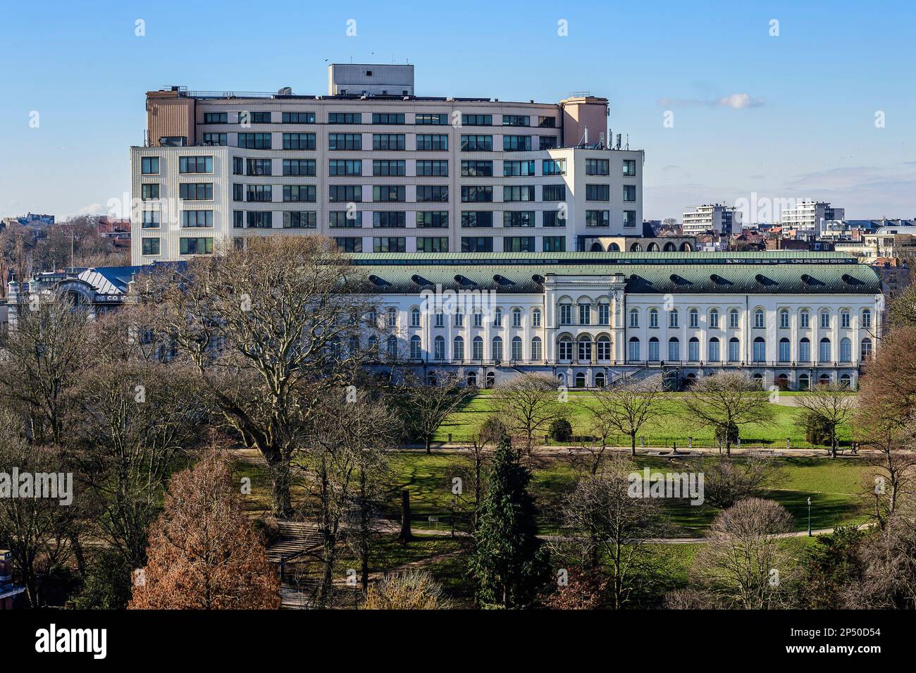 Science Museum building in the Leopold Park along the european ...