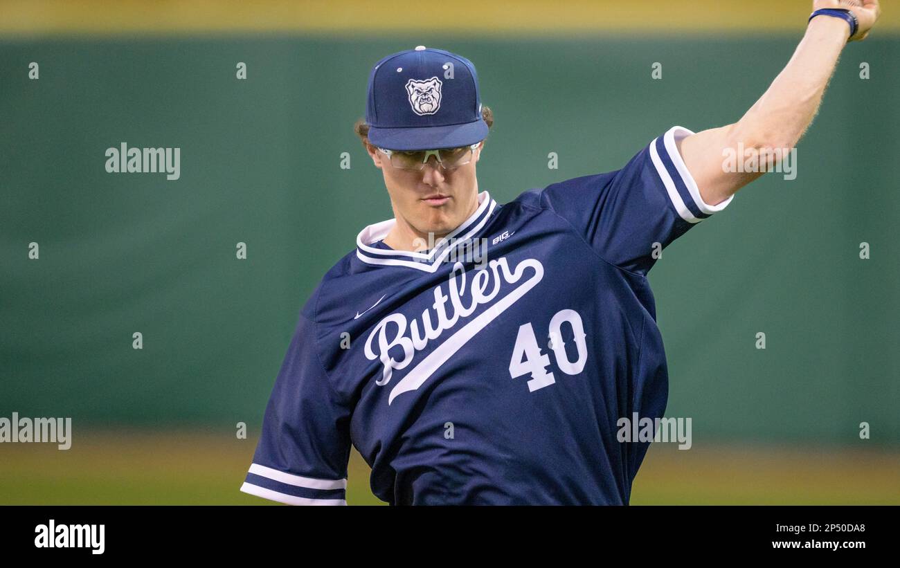 Butler pitcher Ben Whiteside (40) throws during an NCAA baseball game ...