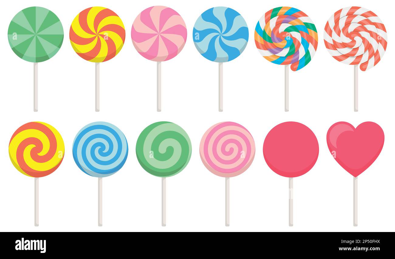 Set of colorful lollipop sweet candies. Vector illustration. Eps 10 ...