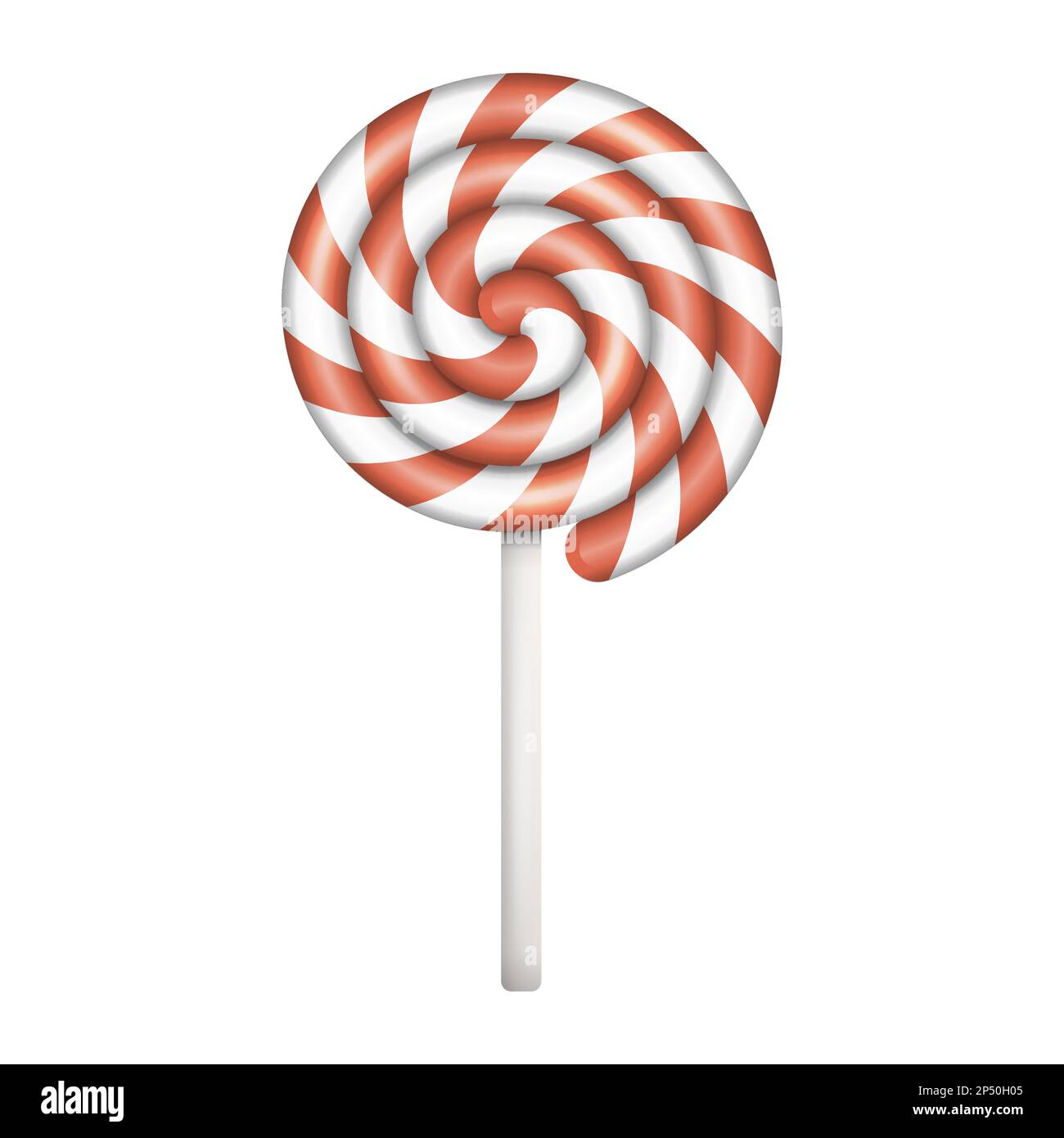 Lollipop with spiral. Twisted sucker candy on stick. Round candies with ...