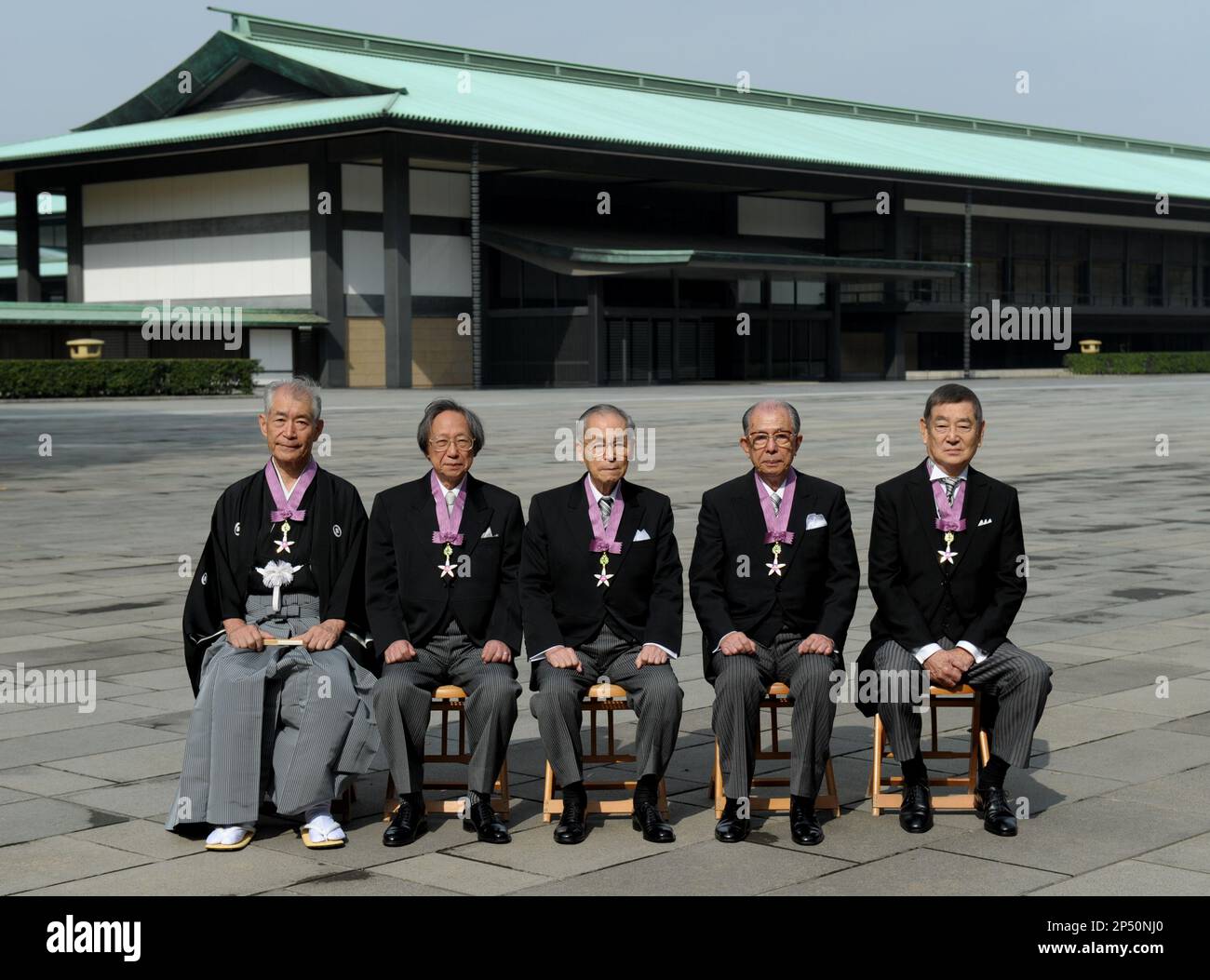(R-L) Ken Takakura, an actor, Shunichi Iwasaki, an electronics engineer ...